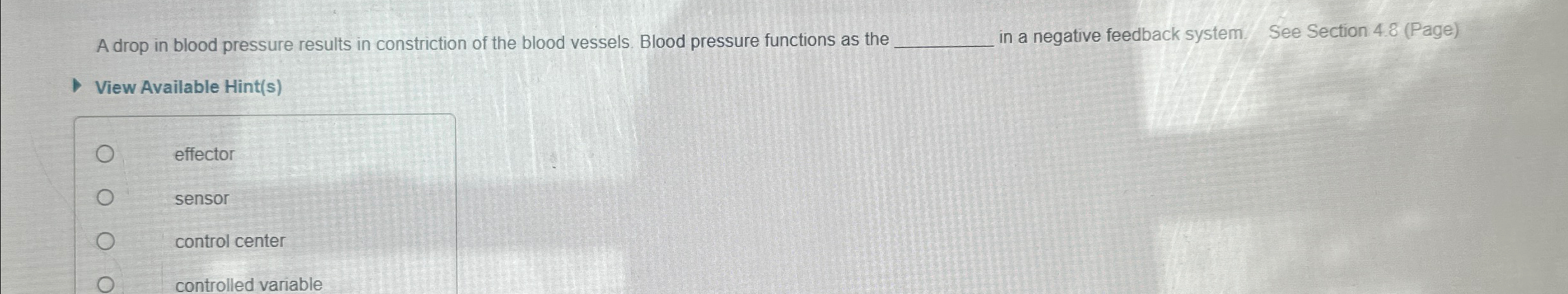 Solved A drop in blood pressure results in constriction of | Chegg.com