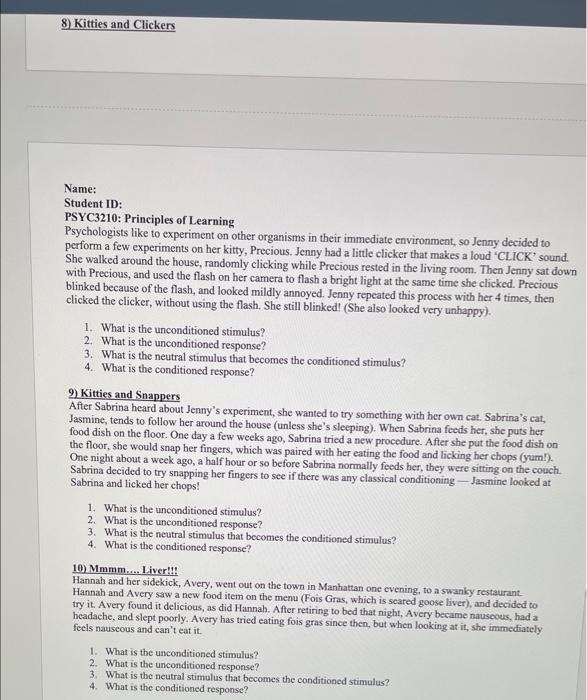 Solved Module 2: Assignment 2.1: Classical Conditioning | Chegg.com