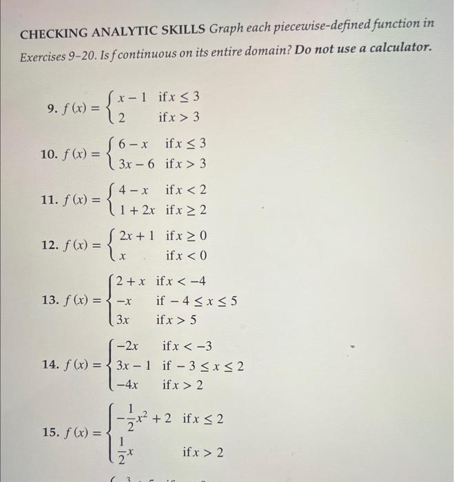 Solved CHECKING ANALYTIC SKILLS Graph each piecewise-defined | Chegg.com