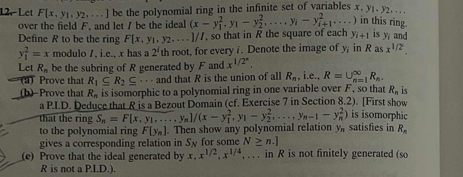 Let F[x,y1,y2,dots] ﻿be the polynomial ring in the | Chegg.com
