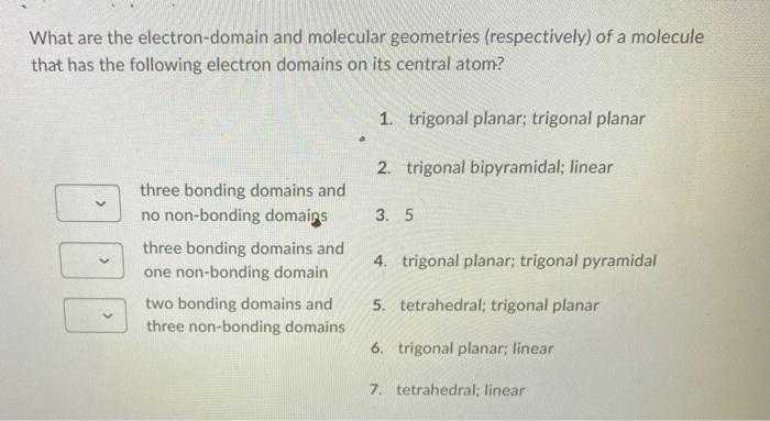 Solved What are the electron-domain and molecular geometries | Chegg.com