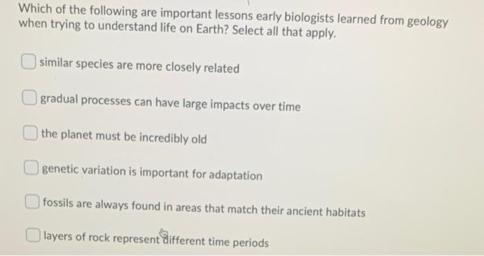 Solved Which of the following are important lessons early | Chegg.com