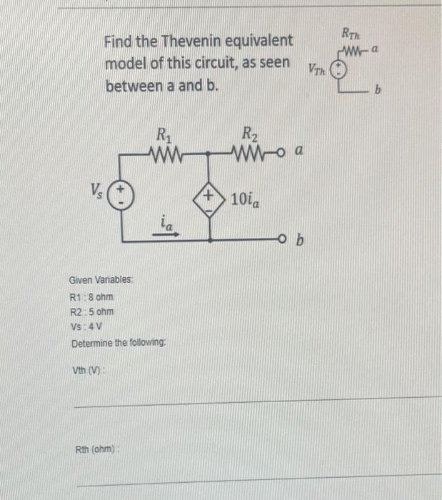 Solved Find The Thevenin Equivalent Model Of This Circuit