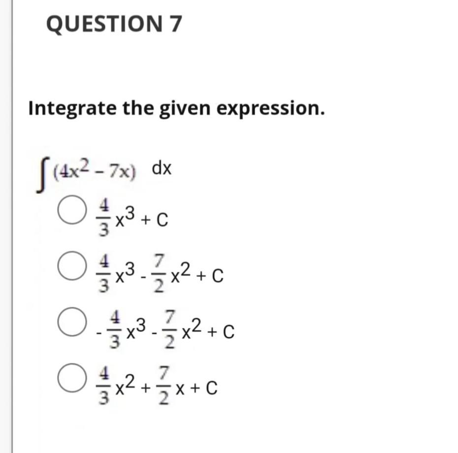 Solved Integrate the given expression. | Chegg.com