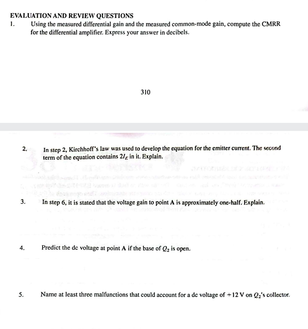 Solved EVALUATION AND REVIEW QUESTIONS 1. Using the measured | Chegg.com