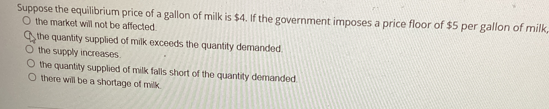 Solved Suppose the equilibrium price of a gallon of milk is | Chegg.com