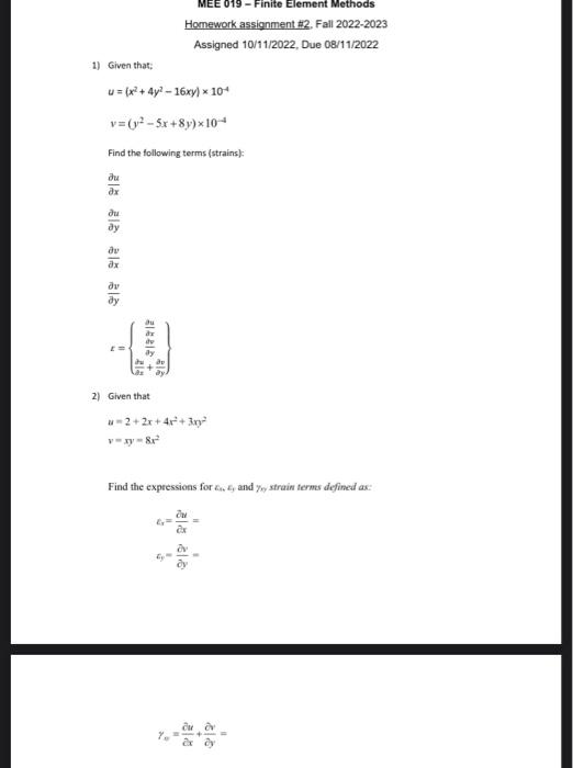 Solved MEE 019 - Finite Element Methods Homework assignment | Chegg.com
