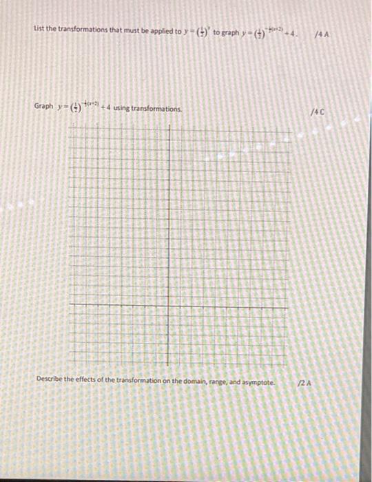 Solved Mcr3u Transformations Of Exponential Functions Mini