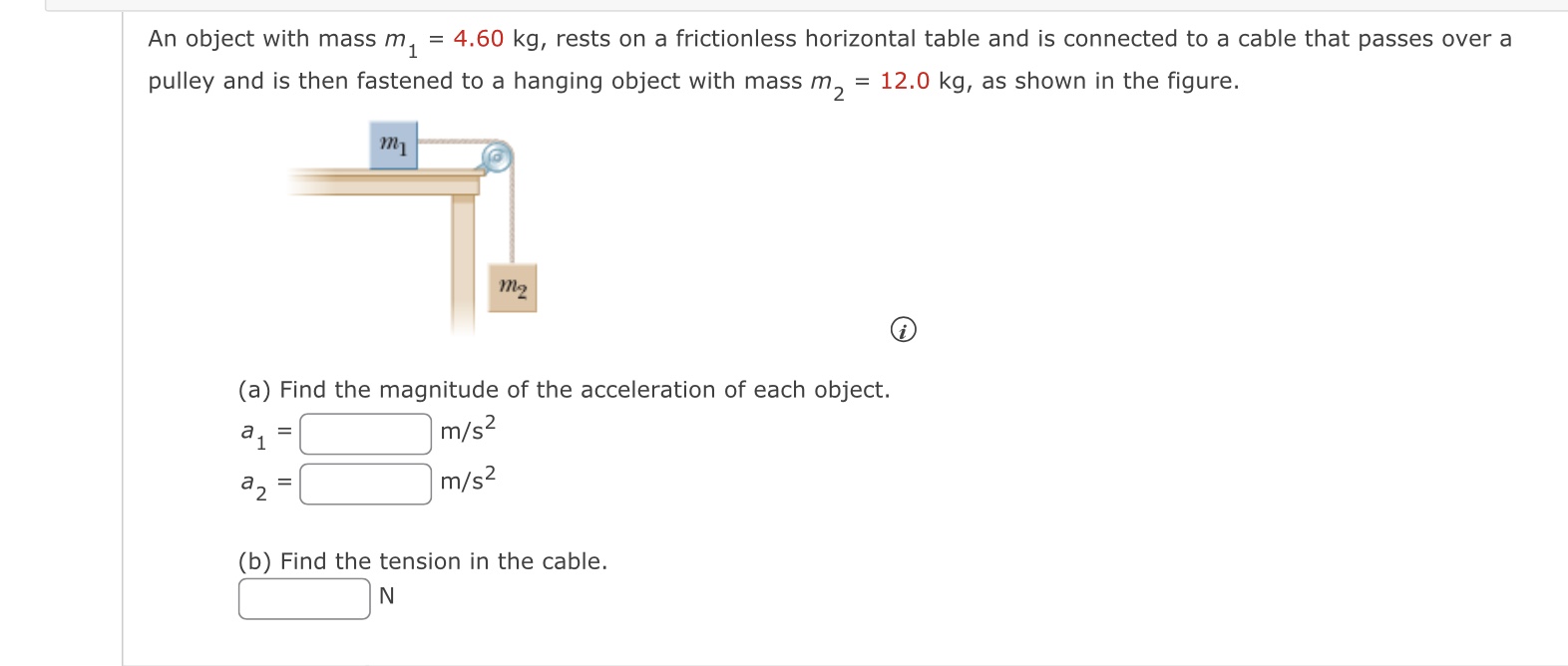 Solved An object with mass m1=4.60kg, ﻿rests on a | Chegg.com