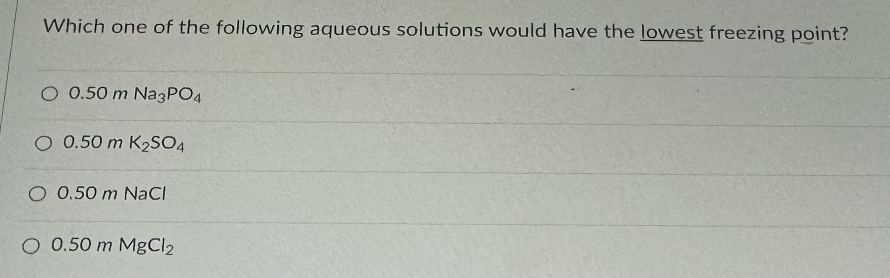 Solved Which one of the following aqueous solutions would | Chegg.com