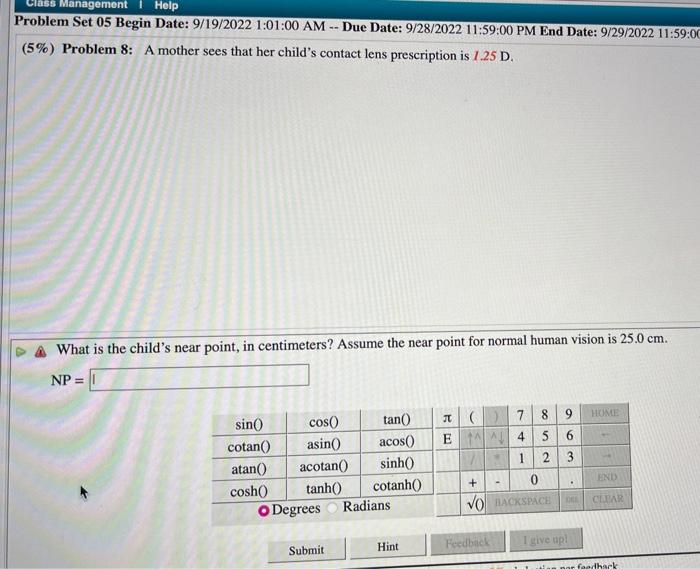 Solved What is the child's near point, in centimeters? | Chegg.com
