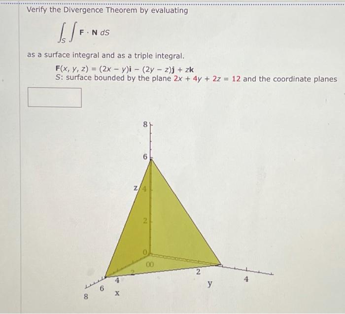 Solved Verify the Divergence Theorem by evaluating F. Nds as | Chegg.com