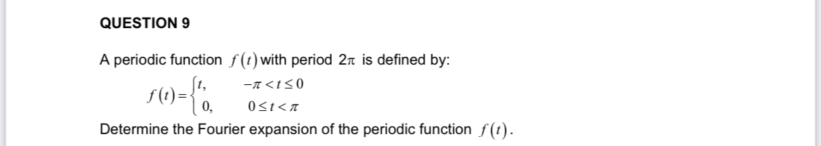 Solved QUESTION 9A periodic function f(t) ﻿with period 2π | Chegg.com