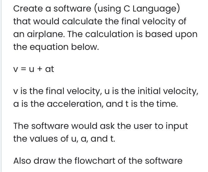 Solved Create a software (using C Language) that would | Chegg.com Solved Create a software (using C Language) that would | Chegg.com