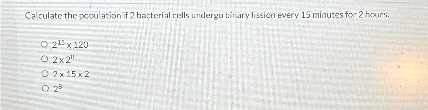 Solved Calculate the population if 2 ﻿bacterial cells | Chegg.com
