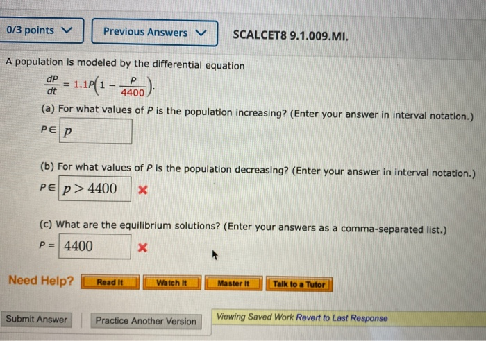 Solved 0/3 points v Previous Answers v SCALCET8 9.1.009.MI. | Chegg.com