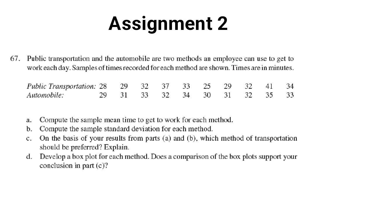 Solved Assignment 2 7. Public transportation and the | Chegg.com