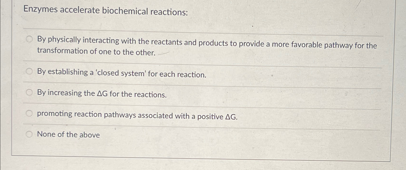 Solved Enzymes accelerate biochemical reactions:By | Chegg.com