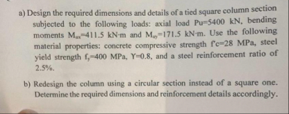 Solved a) ﻿Design the required dimensions and details of a | Chegg.com
