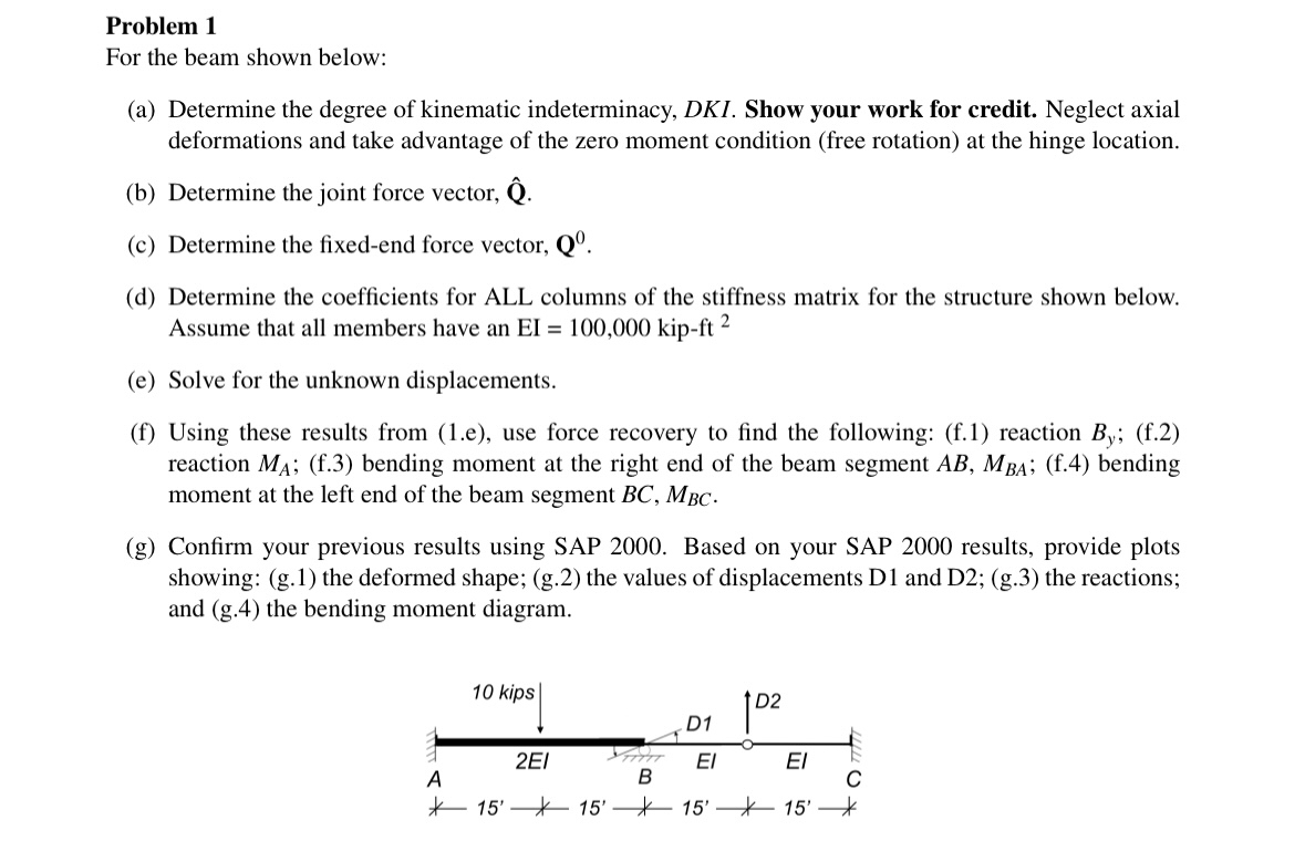 Solved Problem 1For the beam shown below:(a) ﻿Determine the | Chegg.com