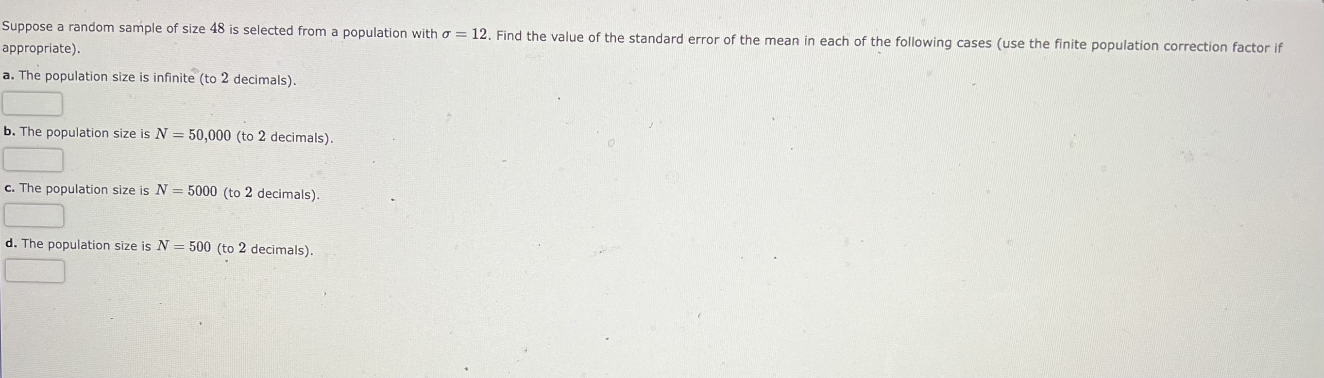 Solved Suppose a random sample of size 48 ﻿is selected from | Chegg.com