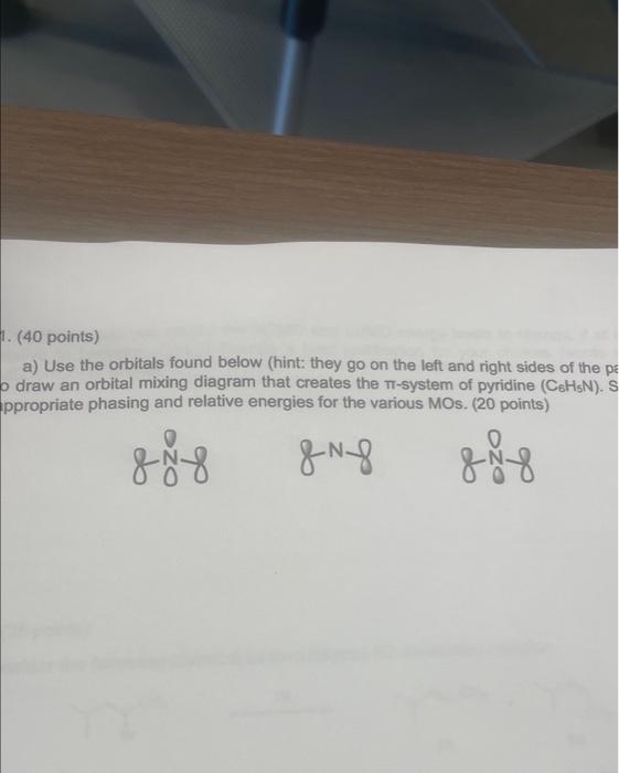 Solved (40 points) a) Use the orbitals found below (hint: | Chegg.com