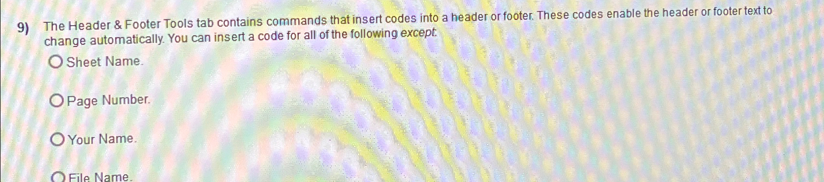 Solved The Header & Footer Tools tab contains commands that | Chegg.com
