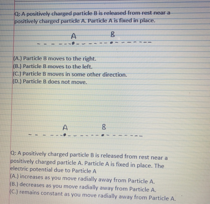 Solved Q: A positively charged particle B is released from | Chegg.com