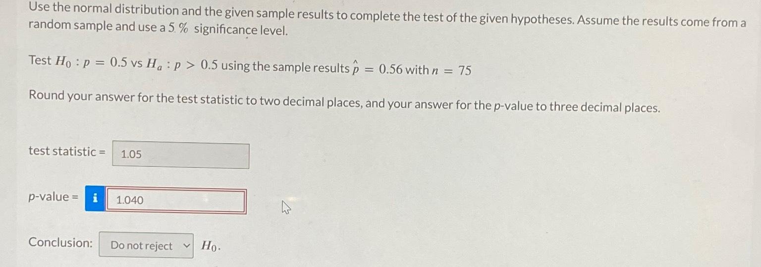Solved Use the normal distribution and the given sample | Chegg.com