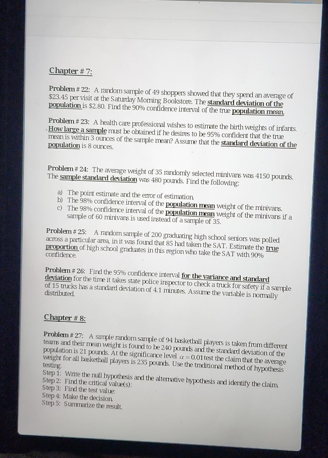 Solved Chapter \# 7: Problem \# 22: A random sample of 49 | Chegg.com
