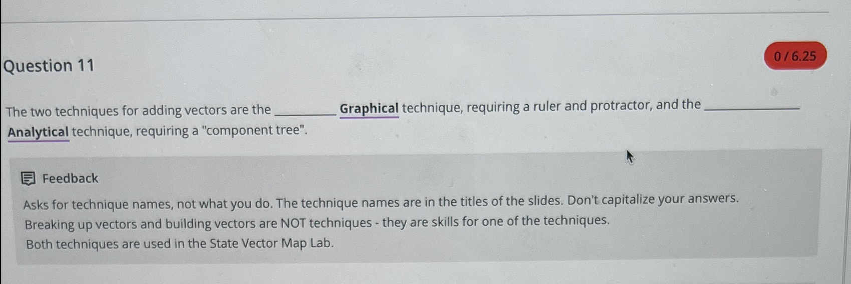 Solved Question 11The two techniques for adding vectors are | Chegg.com