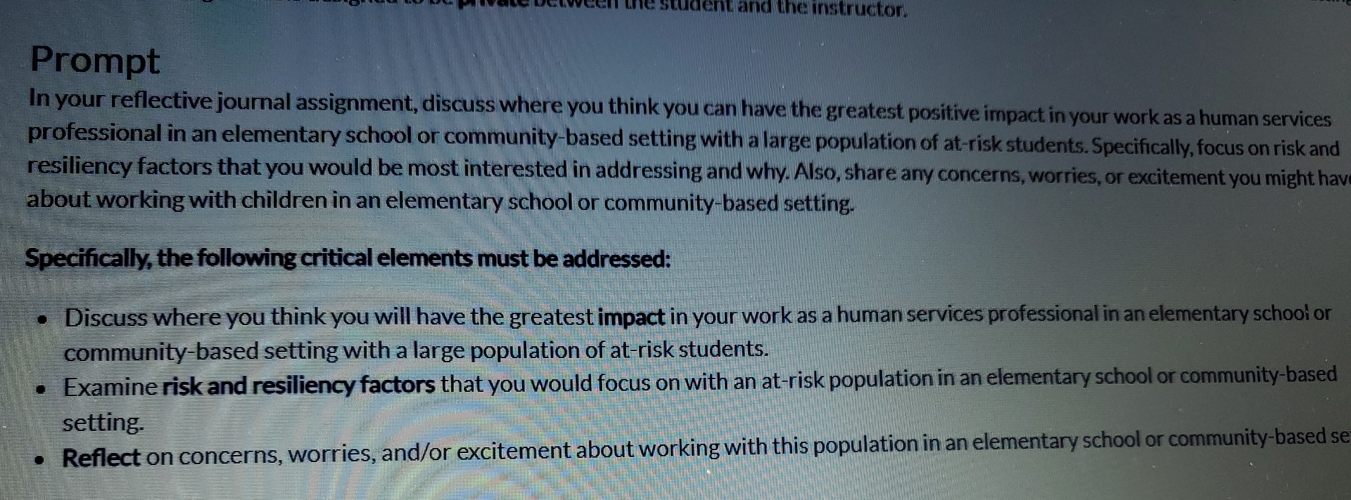 Solved PromptIn your reflective journal assignment, discuss | Chegg.com