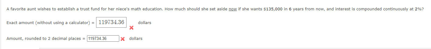 Solved Exact amount (without using a calculator) =119734.36, | Chegg.com