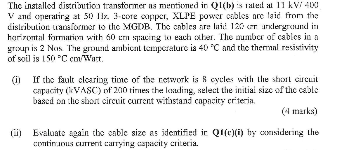 Solved how to find the initial size of the cable based on | Chegg.com