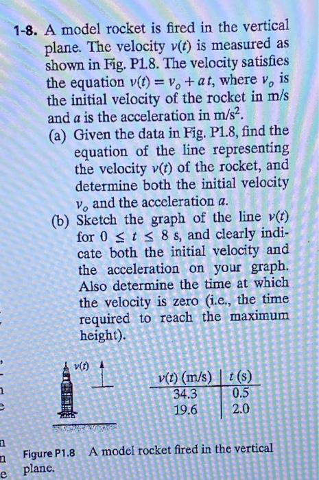1-8. A model rocket is fired in the vertical plane. | Chegg.com
