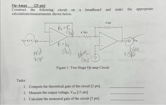 Solved Op-Amps [25pts] Construct the following circuit on a | Chegg.com