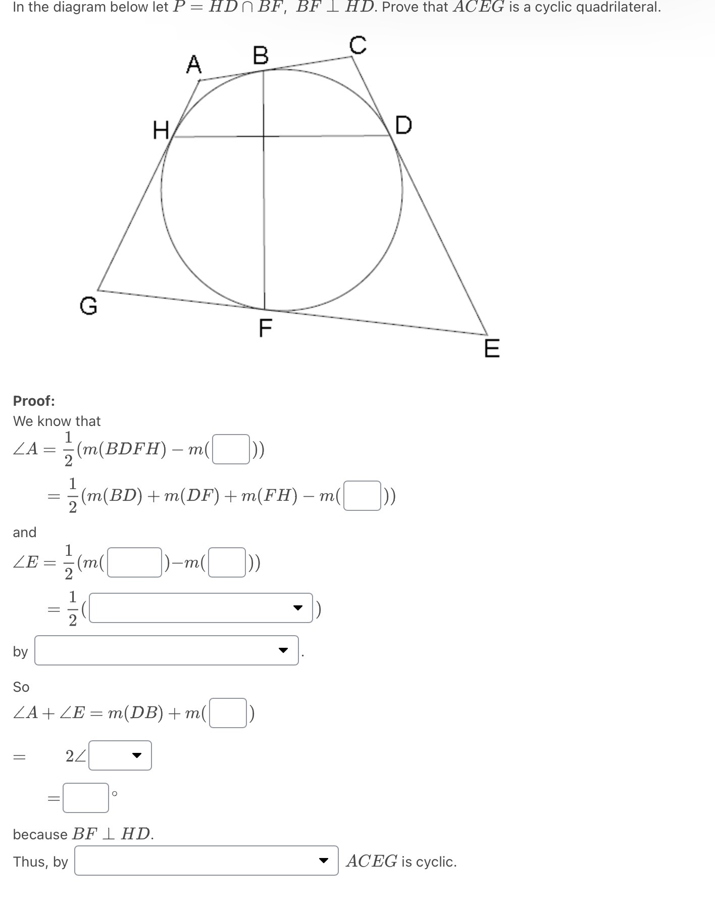Solved In the diagram below let |)HD. ﻿Prove that ACEG is a | Chegg.com