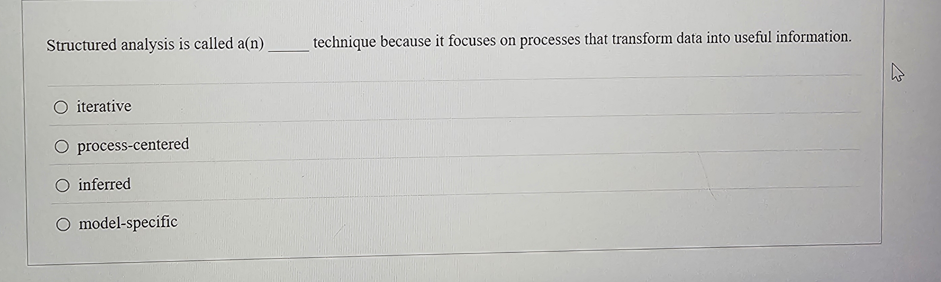 Solved Structured analysis is called a(n) q, ﻿technique | Chegg.com