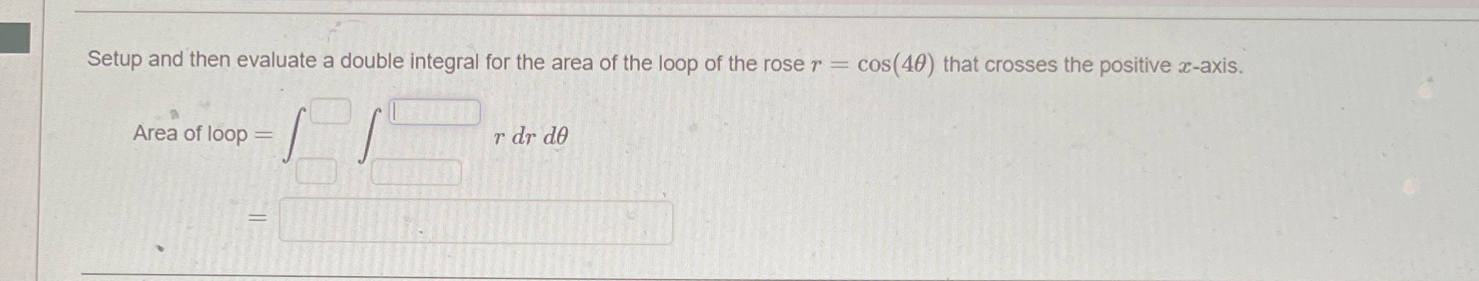 Solved Setup and then evaluate a double integral for the | Chegg.com