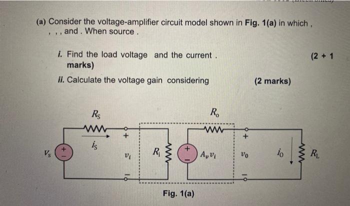 Solved (a) Consider the voltage-amplifier circuit model | Chegg.com