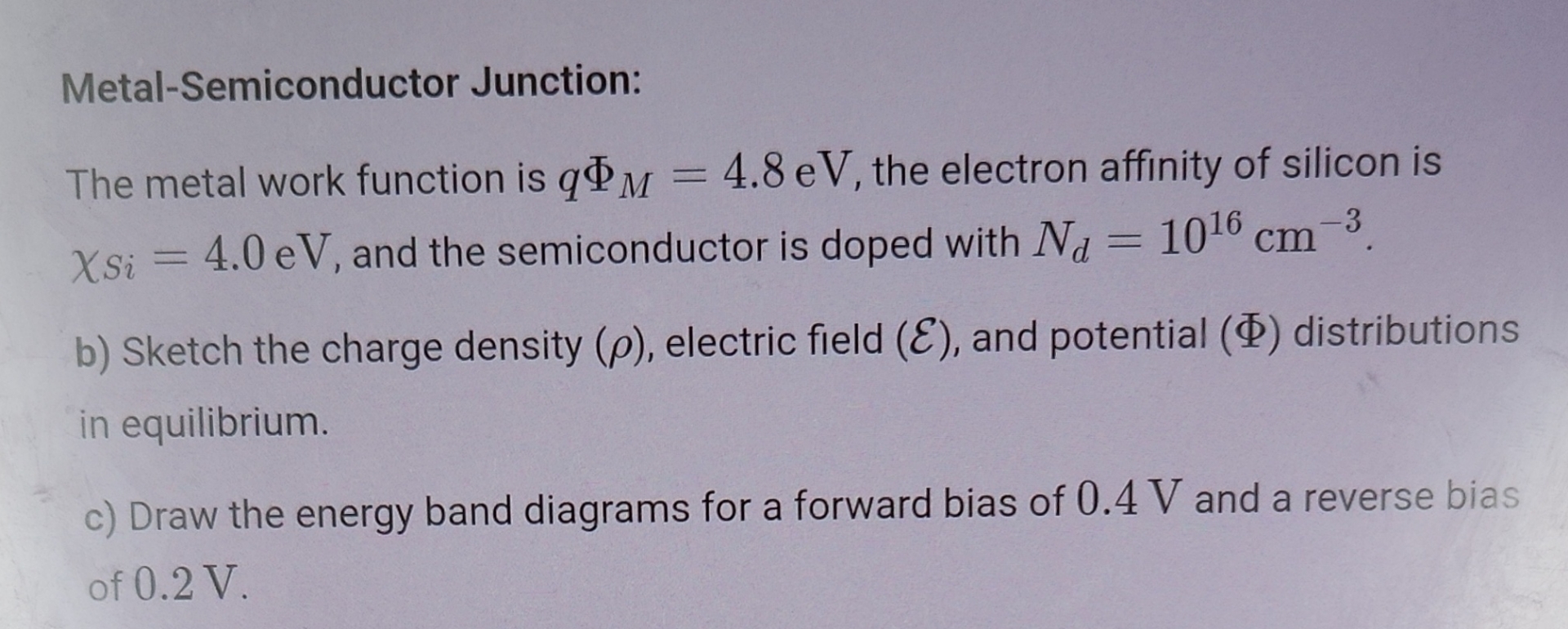 Metal-Semiconductor Junction:The metal work function | Chegg.com