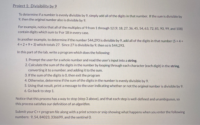 Project 1 Divisibility By 9 To Determine If A Number Is Evenly Divisible By 9 Simply Add All project-1-divisibility-by-9-to-determine-if-a-number-is-evenly-divisible-by-9-simply-add-all
