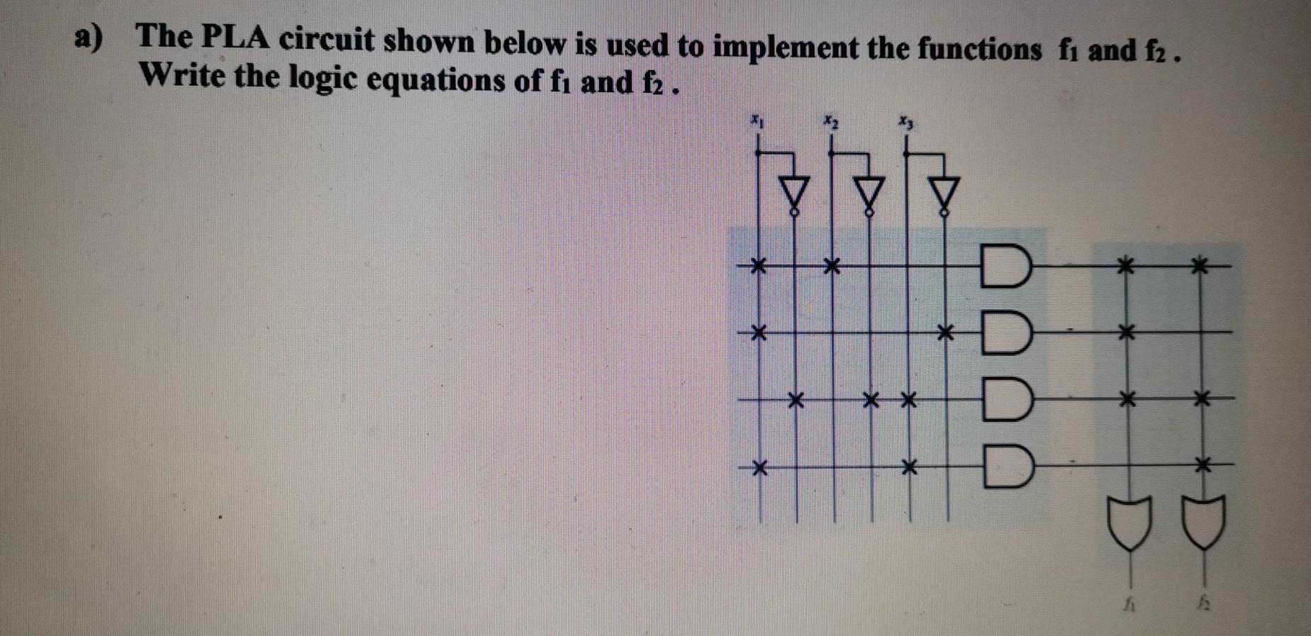 Solved a) The PLA circuit shown below is used to implement | Chegg.com