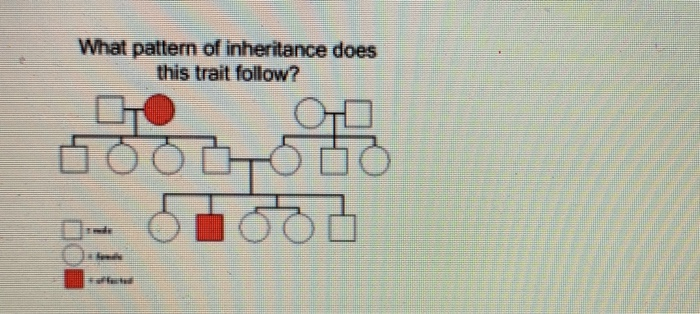 Solved What pattern of inheritance does this trait follow? ఈ | Chegg.com