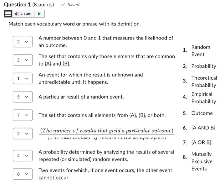 Solved Match each vocabulary word or phrase with its | Chegg.com