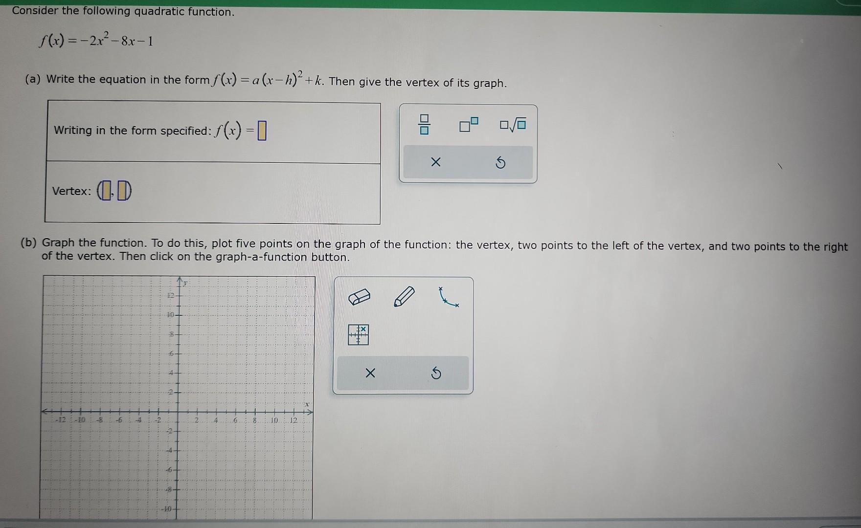 Solved Consider the following quadratic function. | Chegg.com