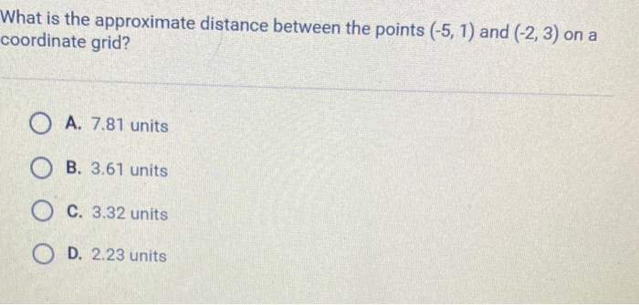 Solved What is the approximate distance between the points | Chegg.com