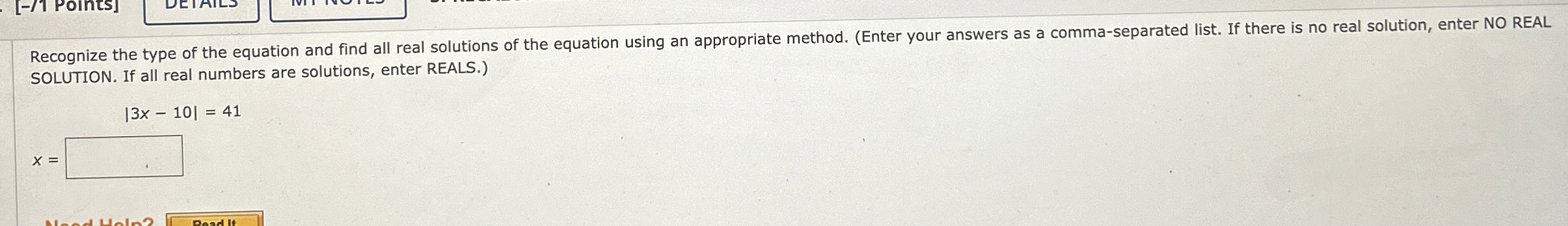 Solved Recognize the type of the equation and find all real | Chegg.com