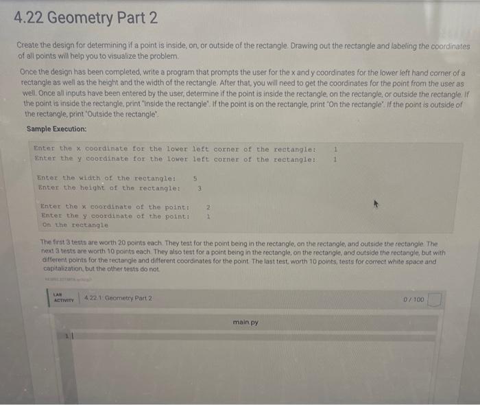 Solved Create the design for determining if a point is | Chegg.com