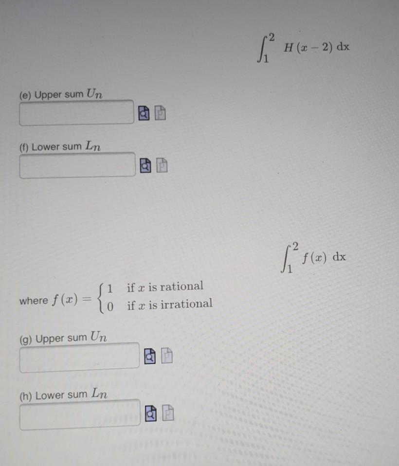 Solved Calculate the upper sums Un and lower sums Ln, on a | Chegg.com